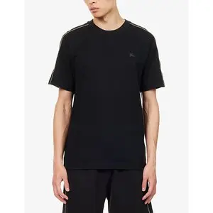Burberry Check Piping Cotton-jersey T-shirt - Black