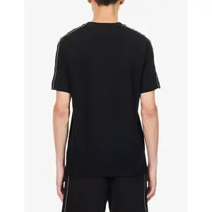 Burberry Check Piping Cotton-jersey T-shirt - Black