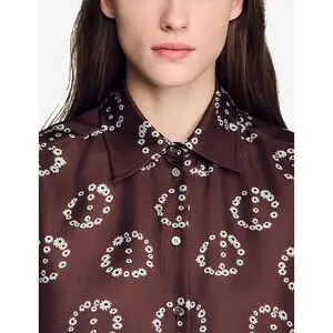 Sandro Floral-print Silk Shirt