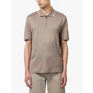 Emporio Armani Contrast-stripe Collared Cotton-jersey Polo Top