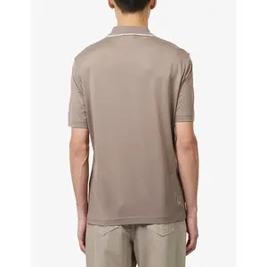 Emporio Armani Contrast-stripe Collared Cotton-jersey Polo Top