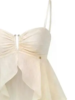 NISSA Ruffled Lyocell Crop Top