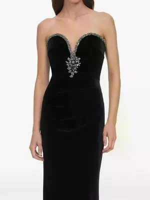 SELF-PORTRAIT Velvet Maxi Dress - Black