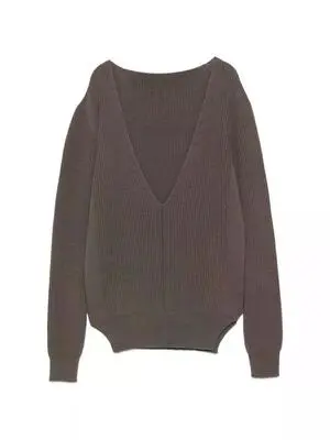 Rick Owens V-neck Ribbed-knit Sweater - Grey