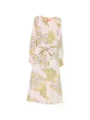 La DoubleJ Floral-print Belted Dress - Pink