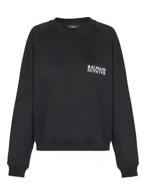 Balmain Logo-detail Cotton Sweatshirt - Black
