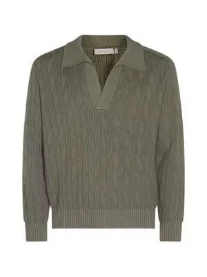 Canali Cable-knit Polo-collar Sweater - Green