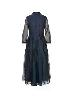 Max Mara Organza Shirt Dress With Pleated Skirt