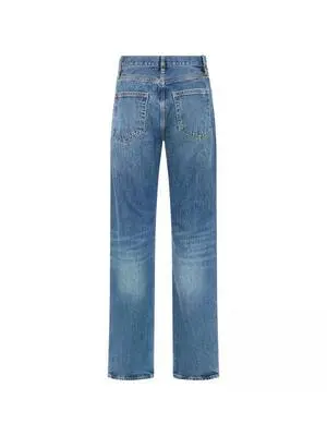 FRAME Distressed Straight-leg Jeans - Blue