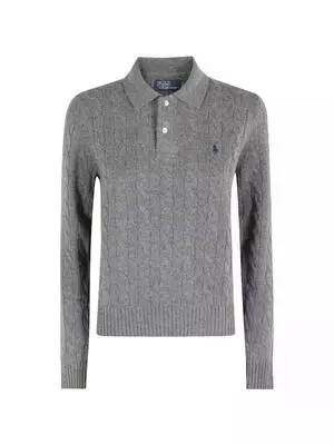 Polo Ralph Lauren Cable-knit Wool/cashmere Polo Jumper - Grey