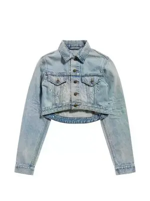 Balenciaga Cropped Distressed Denim Jacket