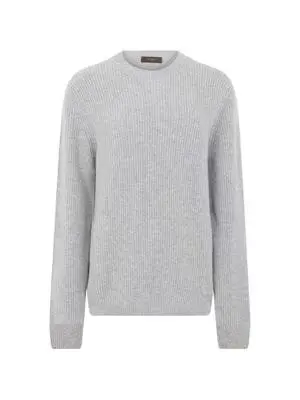 SLOWEAR Ribbed-knit Crew-neck Sweater - Grey