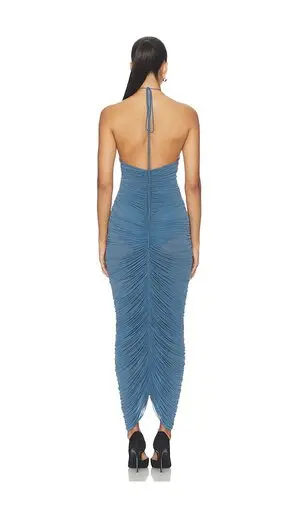 Magda Butrym Ruched Halter Dress - Blue