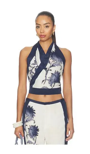 SIR. Phillipa Halter Scarf Top In . Also - Navy