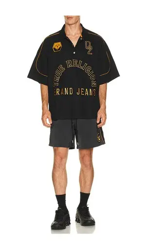 True Religion Multi Logo Oversized Polo In . Also