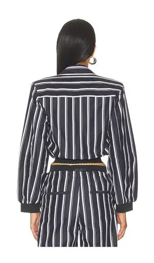 Attico Striped Poplin Shirt - Navy