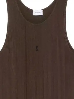 Saint Laurent Ribbed Knit Tank Top - Brown