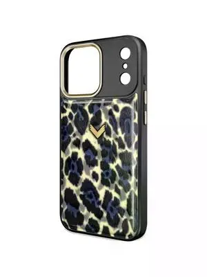 VELANTE Leopard-print Leather Iphone 17 Pro Phone Case