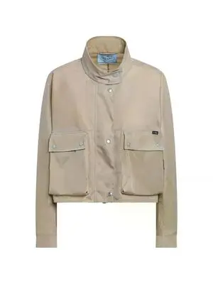 Prada High-neck Cropped Jacket - Neutrals
