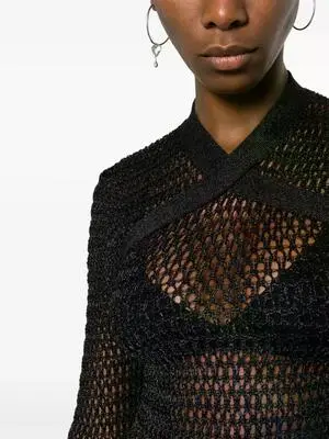 Off-White Metallic-threading Open-knit Jumper