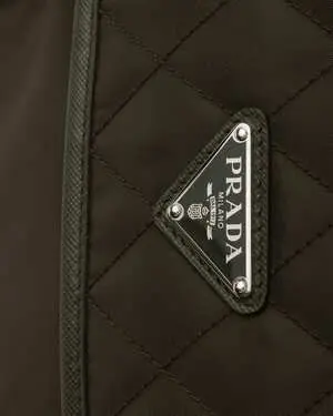 Prada Quilted Re-nylon Large Shoulder Bag With Saffiano Trim