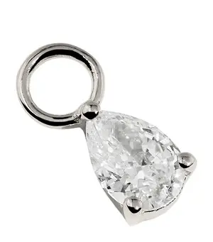 ASTRID & MIYU White Gold And Diamond April Birthstone Earring Charm - Silver