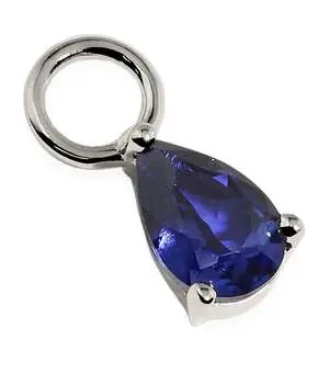 ASTRID & MIYU White Gold And Sapphire Birthstone Earring Charm - Silver