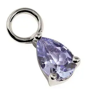ASTRID & MIYU White Gold And Tanzanite Birthstone Earring Charm - Silver