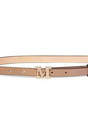 Max Mara Leather Monogram Belt Mud