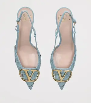 Valentino Garavani Lace Vlogo Slingback Pumps