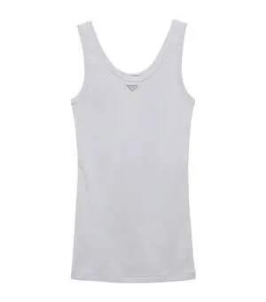 Prada Cotton Ribbed Tank Top - Grey