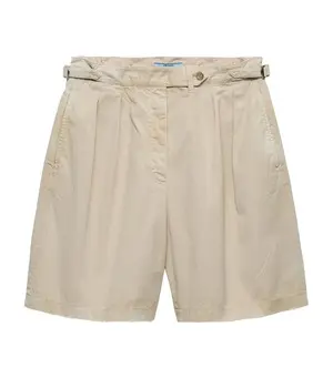Prada Cotton Gabardine Shorts - Neutral
