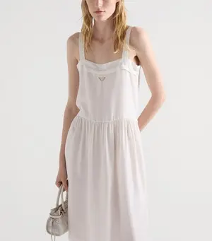 Prada Cupro-silk Embroidered Midi Dress