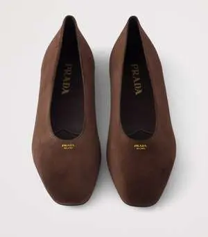 Prada Suede Logo Ballet Flats