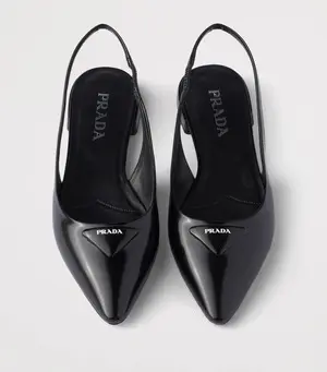 Prada Brushed Leather Slingback Ballet Flats 10