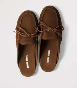 Miu Miu Suede Deck Mules