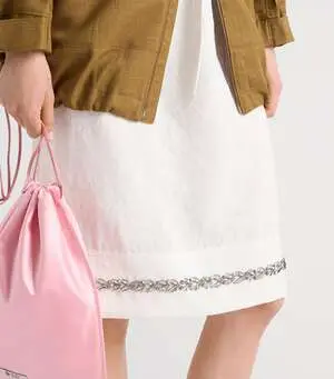 Prada Linen Embellished Midi Skirt