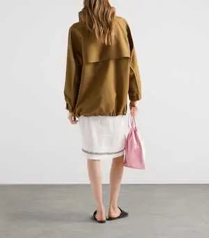 Prada Linen Embellished Midi Skirt