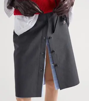 Prada Wool-mohair Layered Midi Skirt