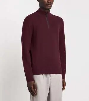 Canali Virgin Wool-cashmere Quarter-zip Sweater