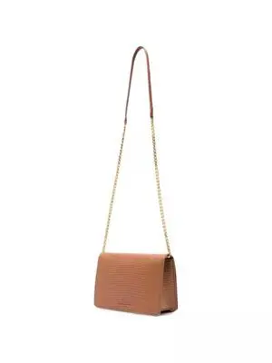 Elisabetta Franchi Lizard-effect Logo Plaque Shoulder Bag - Brown