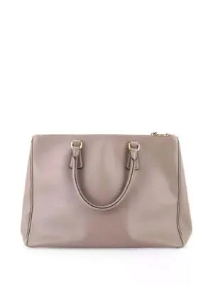 Prada Double Zip Lux Saffiano Leather Large Tote Bag - Neutrals