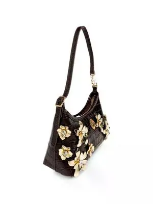 Kurt Geiger Sling Flowers Croc-effect Shoulder Bag