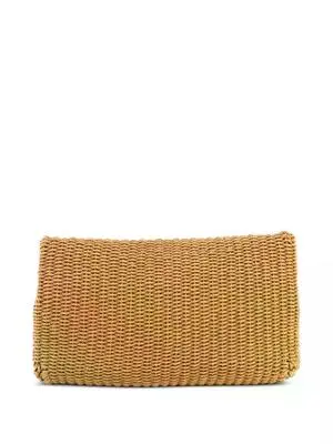 Saint Laurent Cassandre Envelope Raffia Large Clutch Bag - Brown