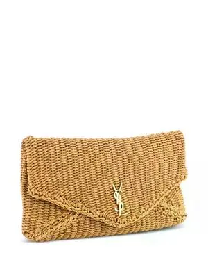 Saint Laurent Cassandre Envelope Raffia Large Clutch Bag