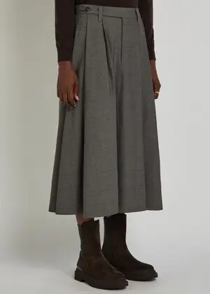 Brunello Cucinelli Tailored Pleated Wool-blend Midi Skirt