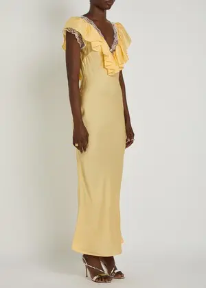 Ronny Kobo Gracie Lace-trimmed Silk-blend Maxi Dress
