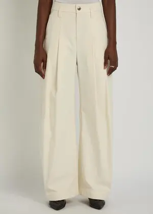 Brunello Cucinelli Pleated Wide-leg Cotton-blend Trousers
