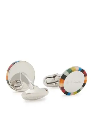 Paul Smith Logo-engraved Striped Cufflinks - Multicoloured 1