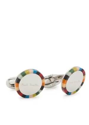 Paul Smith Logo-engraved Striped Cufflinks